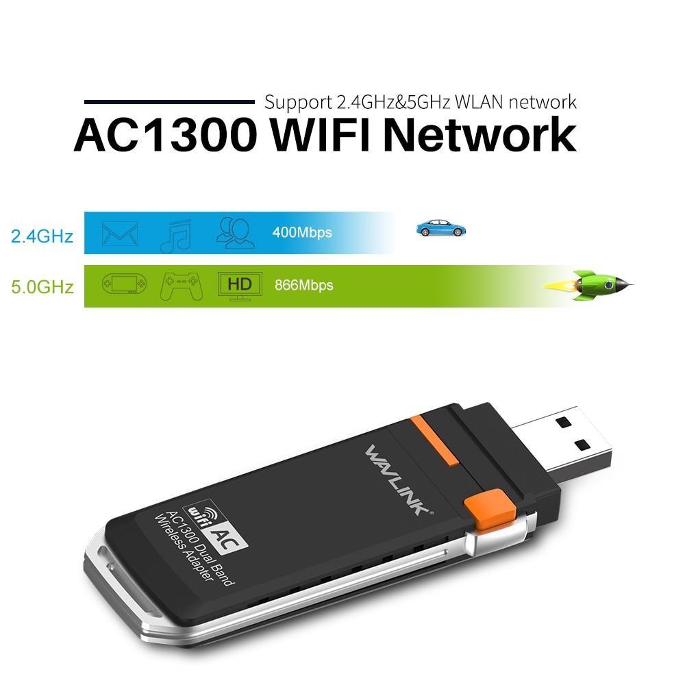 Wavlink AC1300 USB 3.0 Mini WIFI Dongle Adapter 2.4G/5G Dual Band Wireless Network Card wifi ...